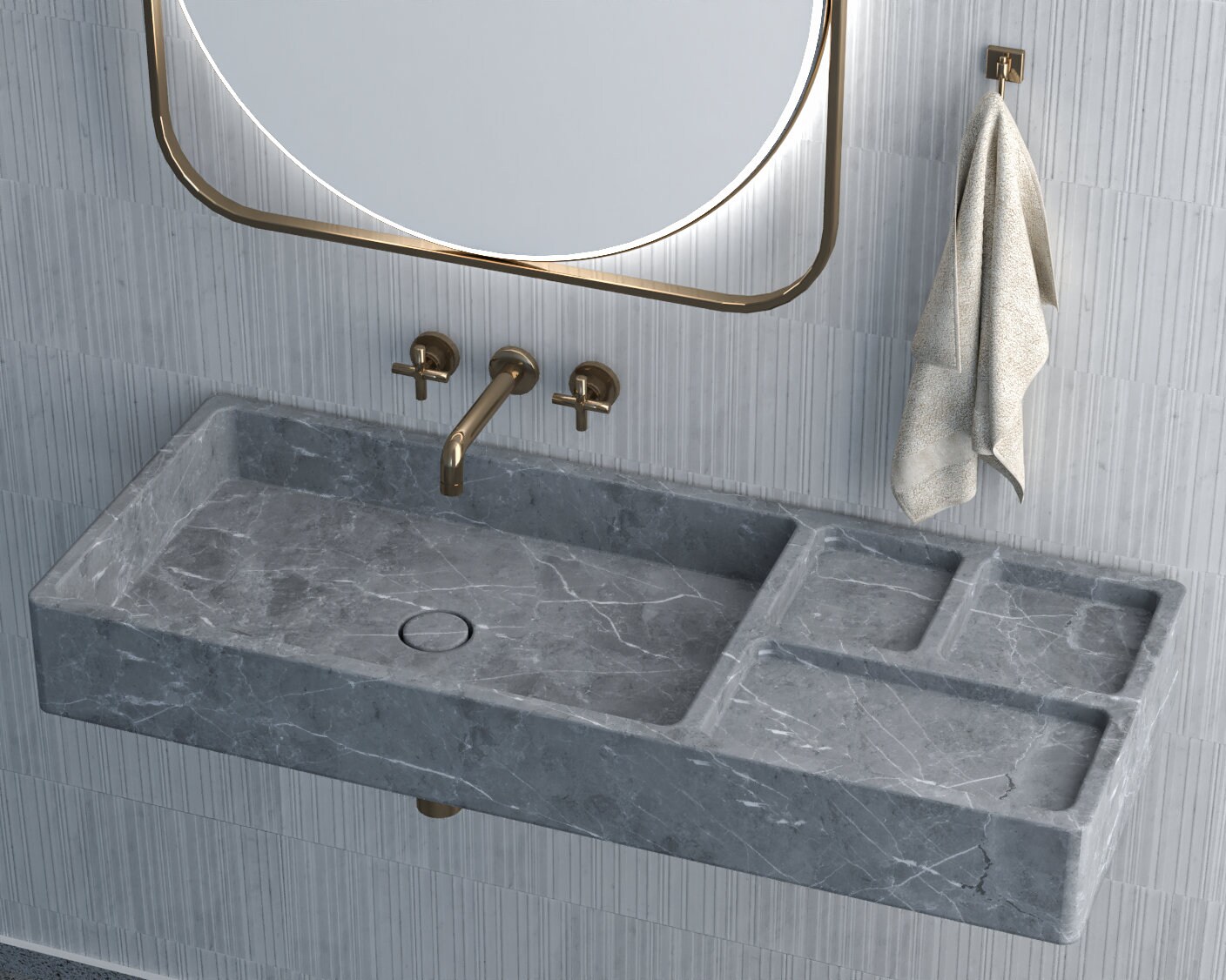Rectangular Grey Marble Wash Basin, Marble Sink, Bathroom Sink Basin ...