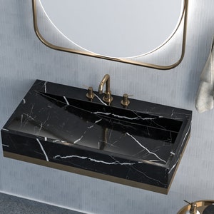 Rectangular Black Marble Wash Basin, Marble Sink, Bathroom Sink Basin ...