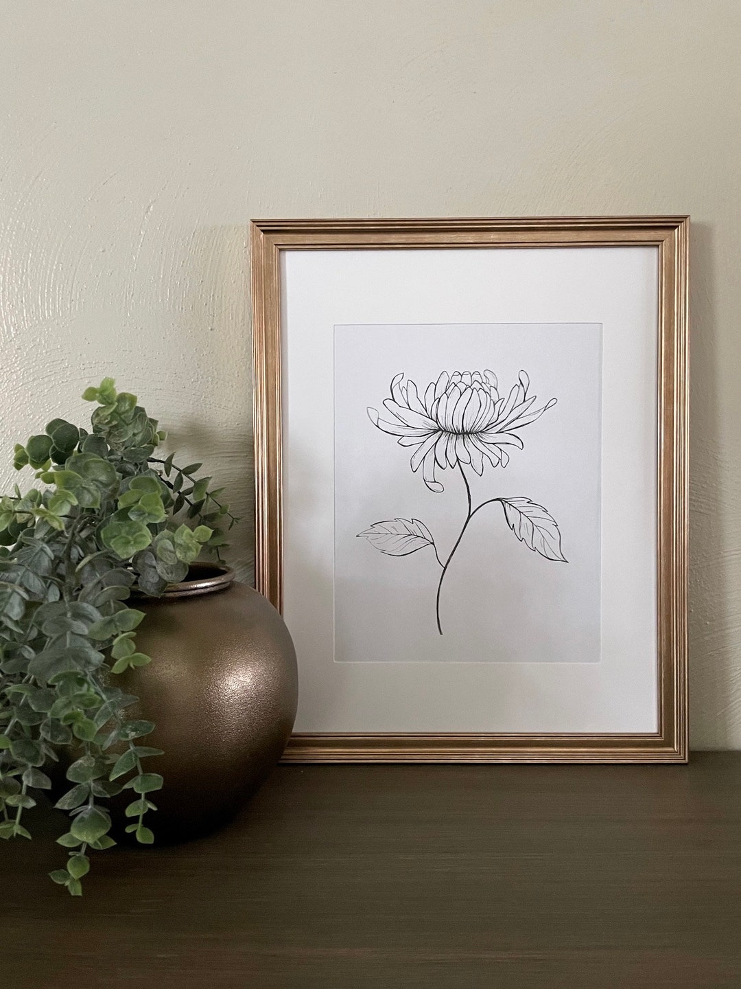 November Birth Month Flower- Chrysanthemum | Physical Print | B/W - Etsy