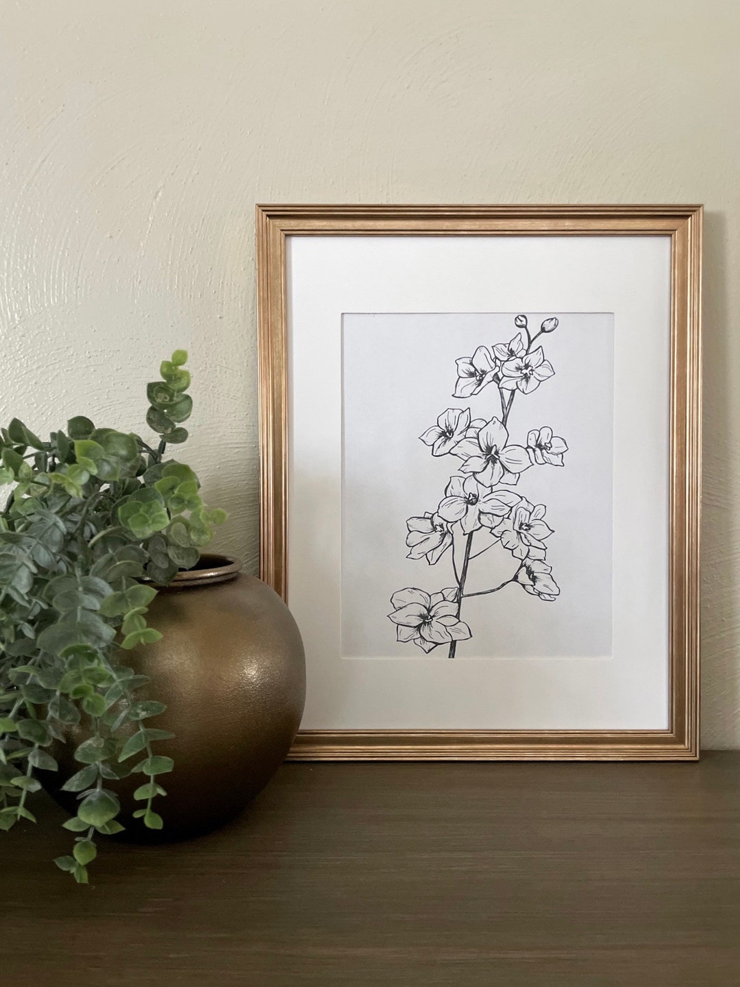 July Birth Month Flower- Larkspur | Digital Print | B/W - Etsy
