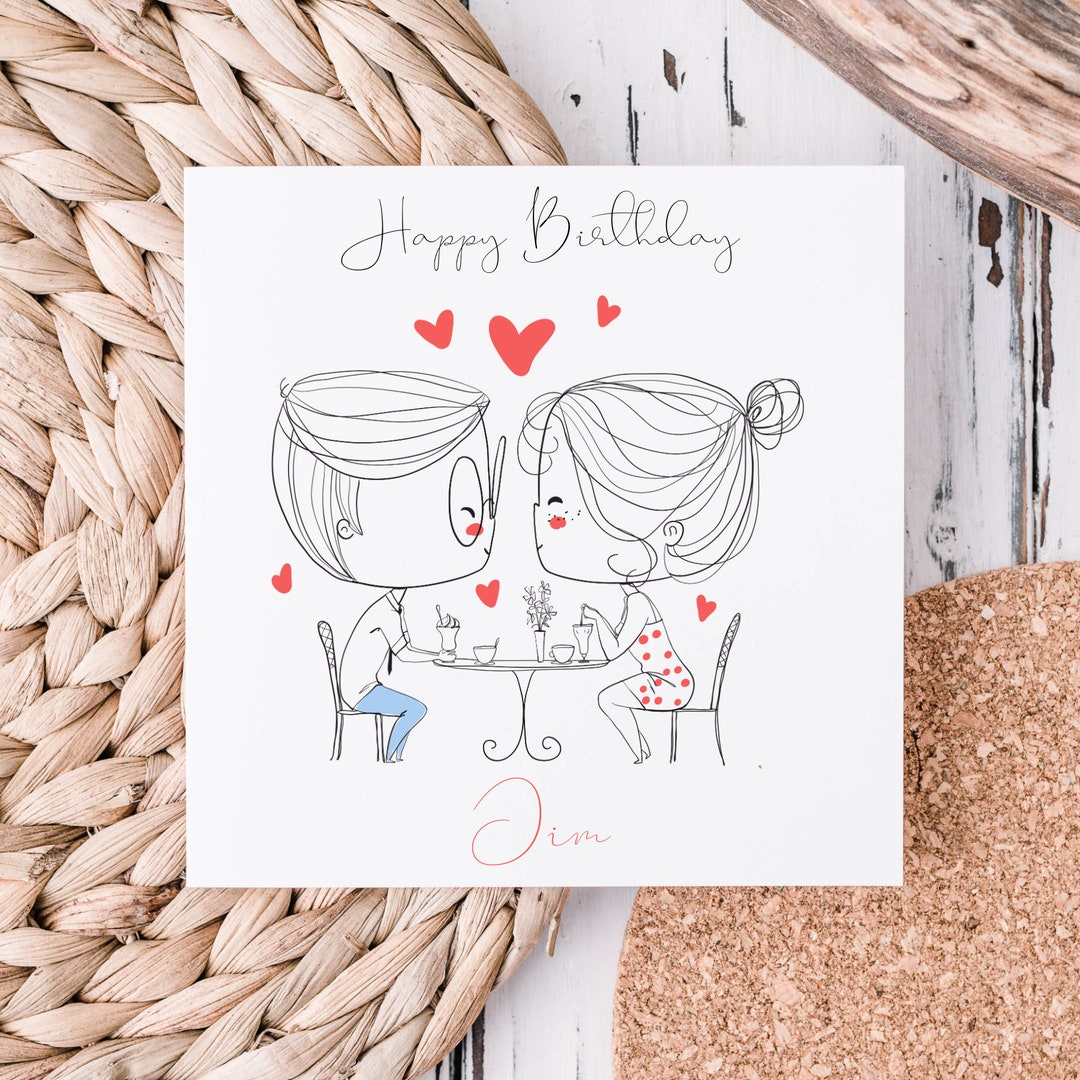 Romantic Couple Birthday Card, Birthday Card for Husband, Wife ...