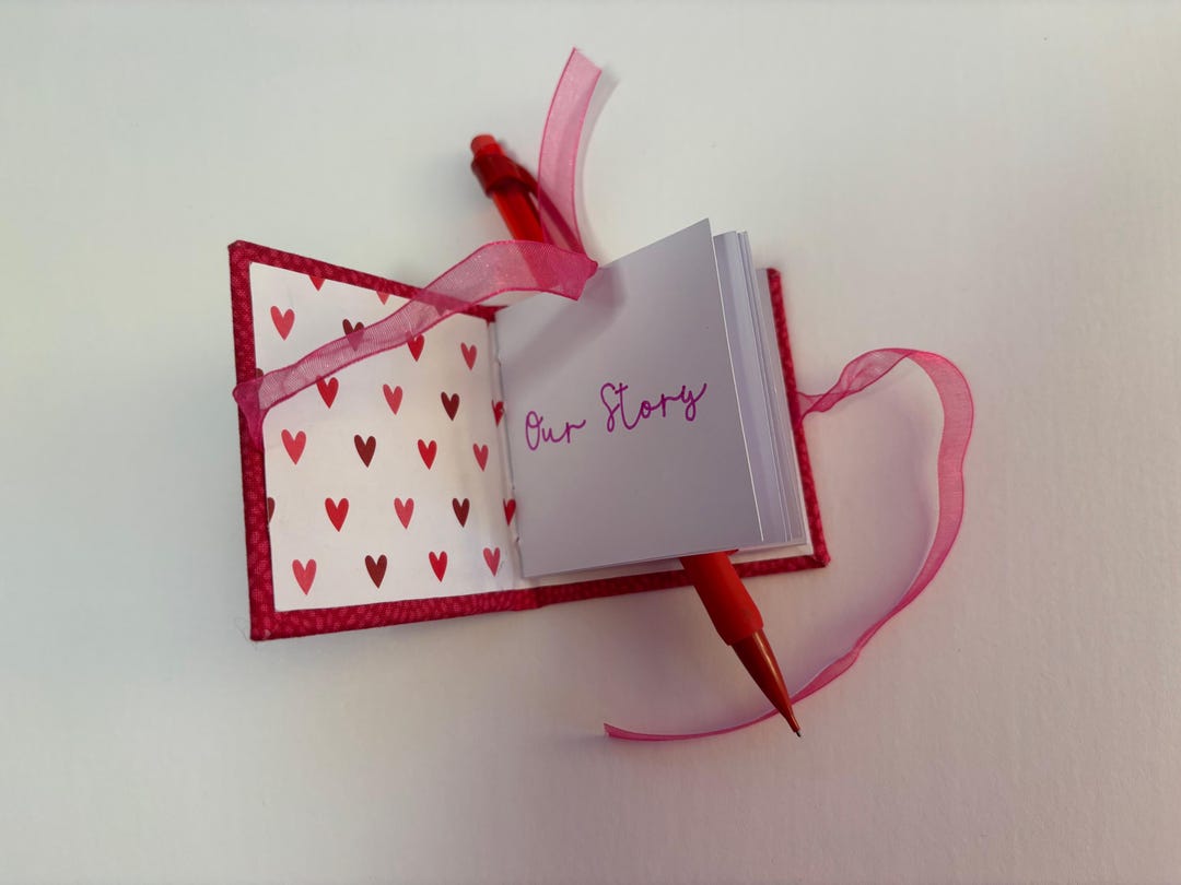 Handmade Love Note Book – Mini Valentine Keepsake Journal – Raspberry ...
