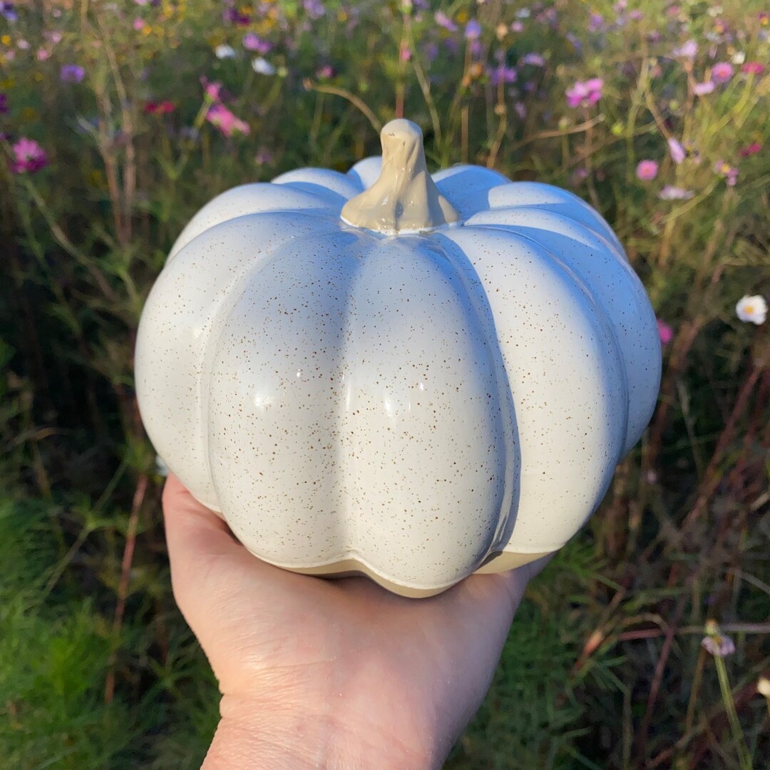 Large White Stoneware Pumpkin Ceramic Handmade Ceramic Pumpkin Decor ...