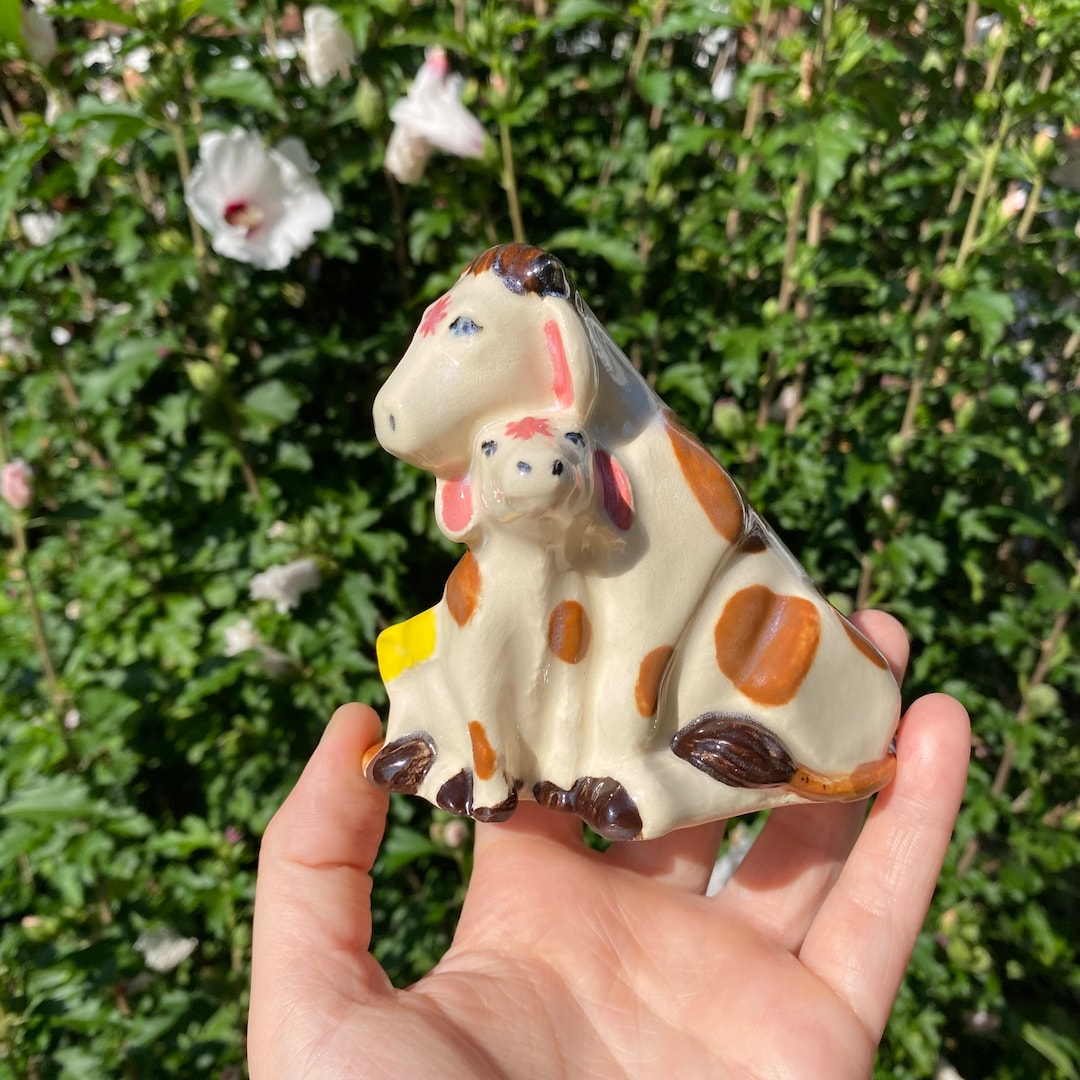 Brown Cow and Calf Ceramic | Ceramic Cow Decoration | Porcelain Cows ...