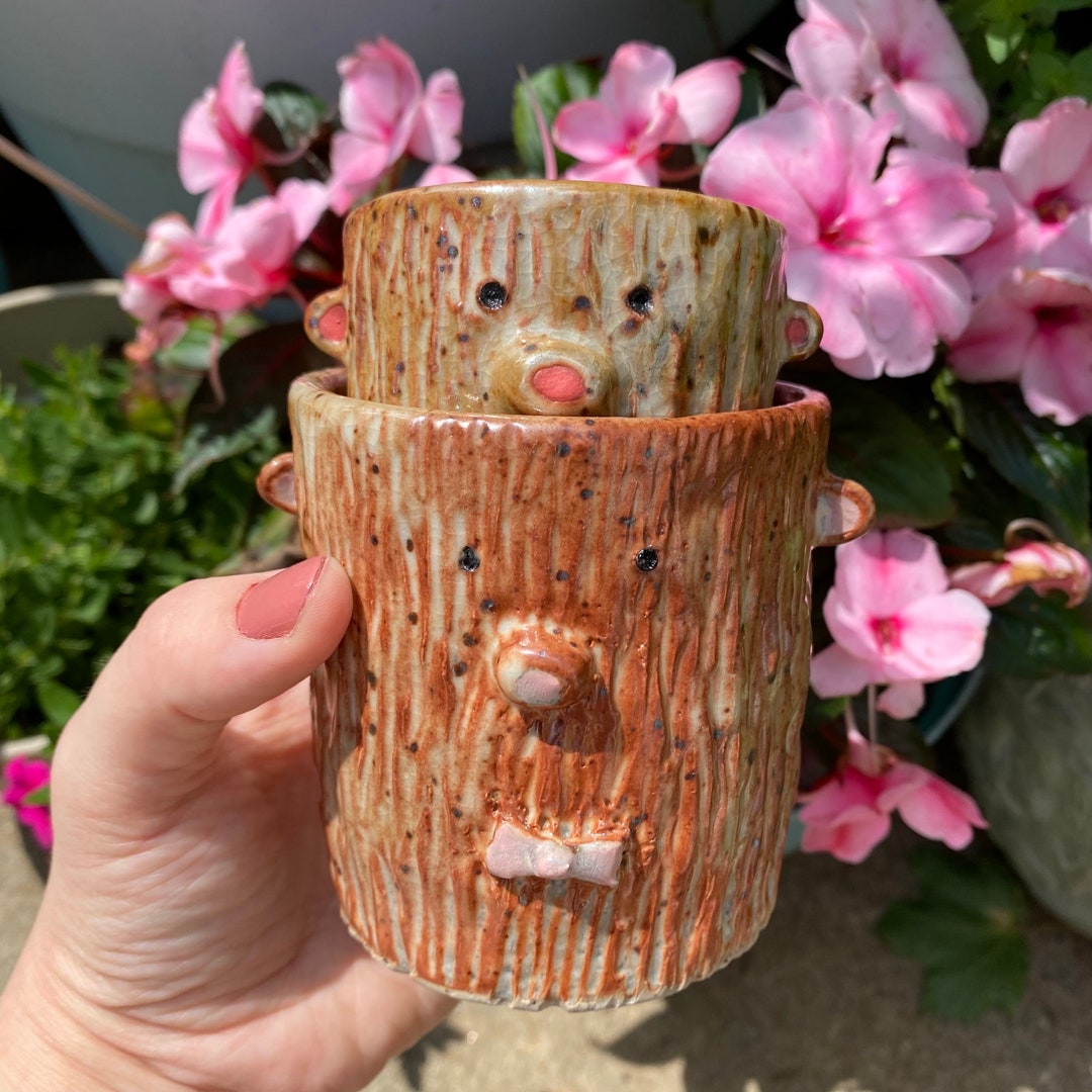 Bear Mug Set | Set of 2 Bear Mugs | Carved Bear Mugs | Cute Ceramic ...