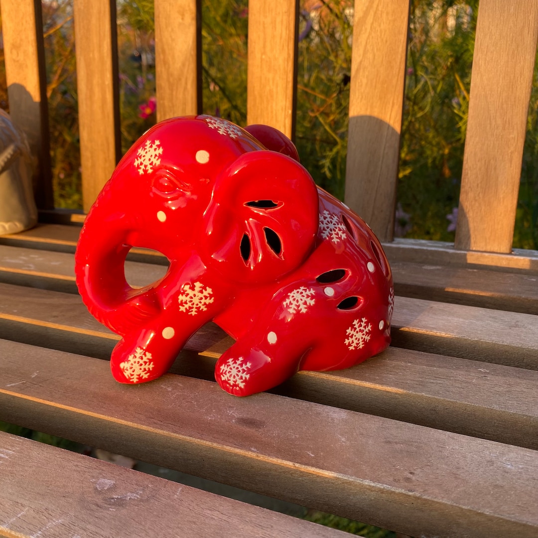 Red Elephant Winter Elephant Xmas Elephant Christmas - Etsy