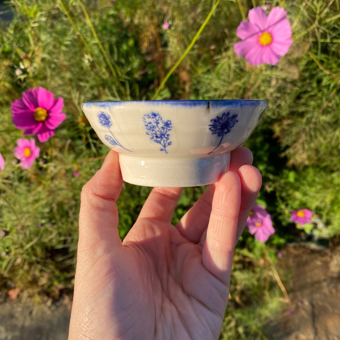 Small Sunflower Bowl Blue | Cute Handmade Ceramic Bowls Blue | Small ...