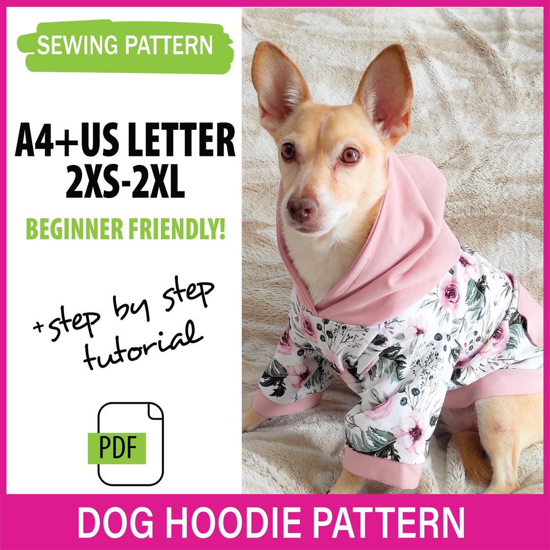 Dog Hoodie Pattern, Pdf Sewing Download, Xxs-2xl Pet Clothes With ...