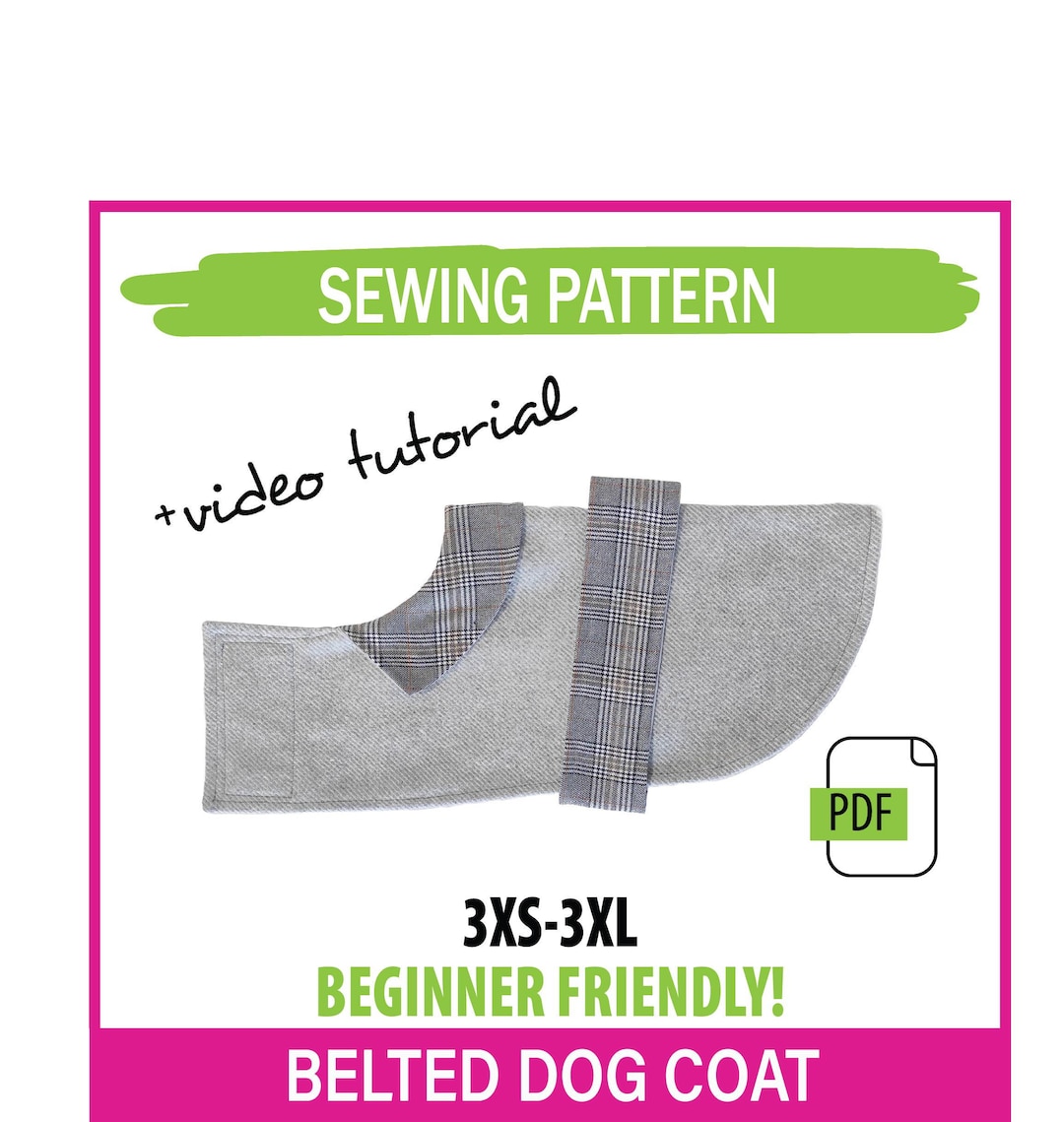 Dog Coat Sewing Pattern With Belt, Pdf Download, 3xl to 6xl, Dog Winter ...