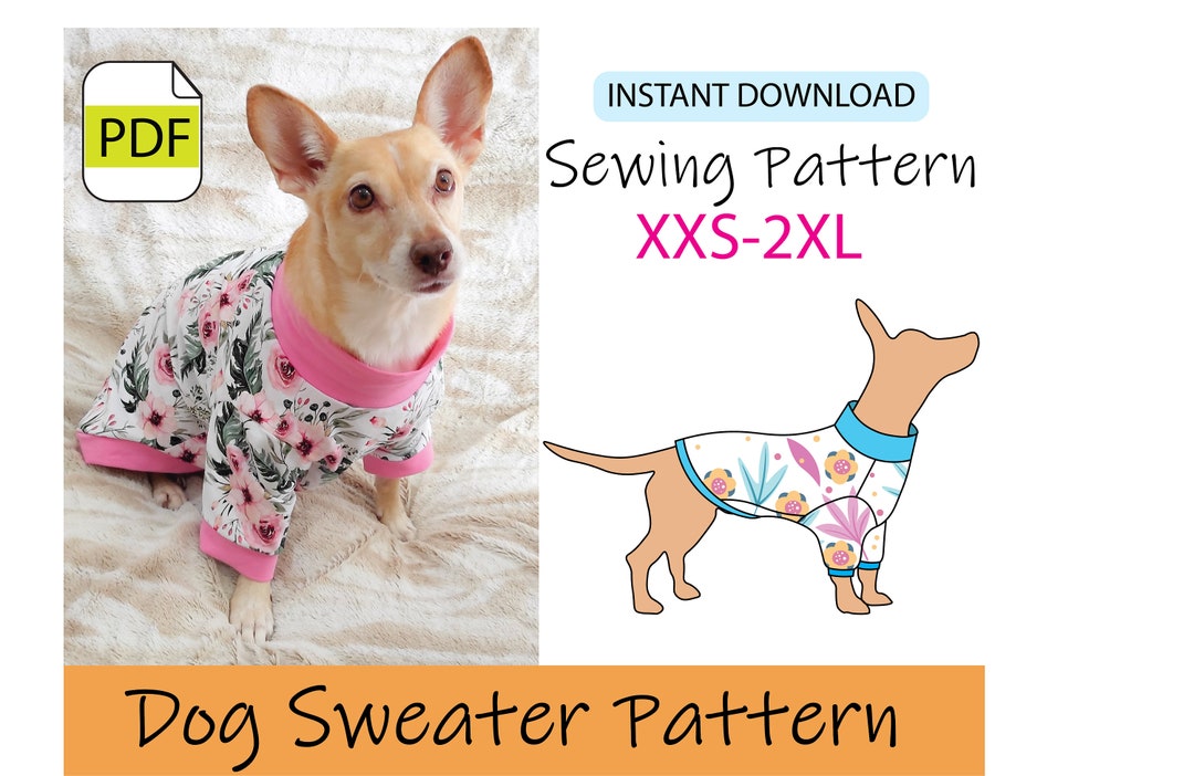 Dog Sweater Pattern Pdf Digital File Sewing, Jumper Sizes XXS 2XL ...