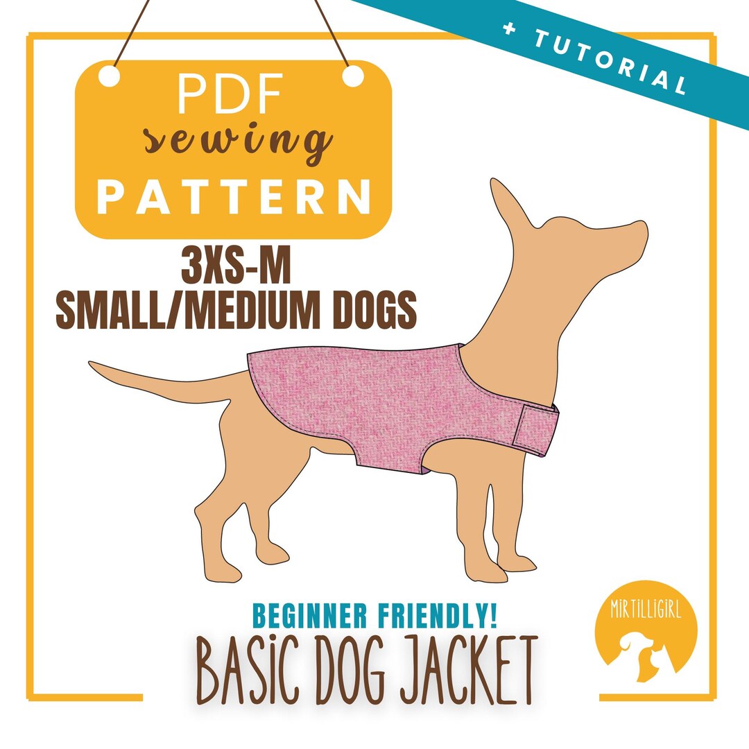Dog Jacket Sewing Pattern With Tutorial | 3XS to M Raincoat Clothes ...