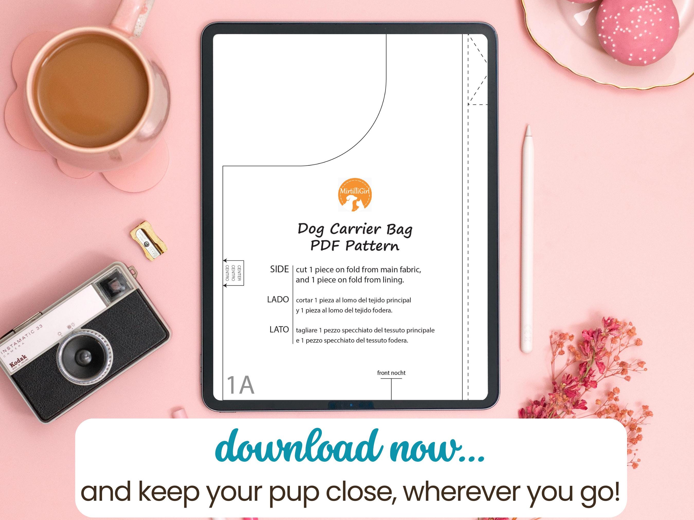 Dog Carrier Bag Sewing Pattern PDF: DIY Soft Pet Tote (2 Sizes ...
