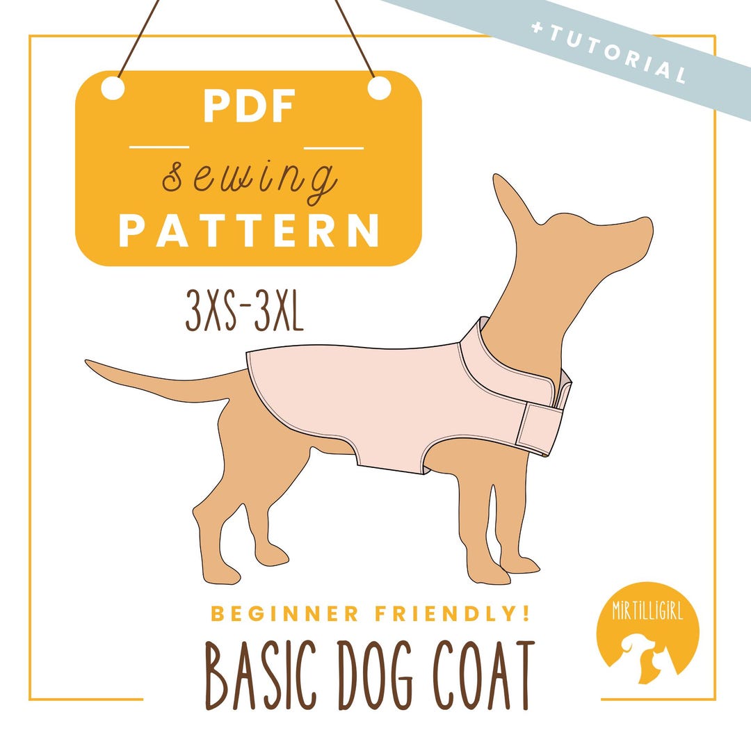 Dog Coat Sewing Pattern With Tutorial 3XS to 3XL Raincoat Clothes ...