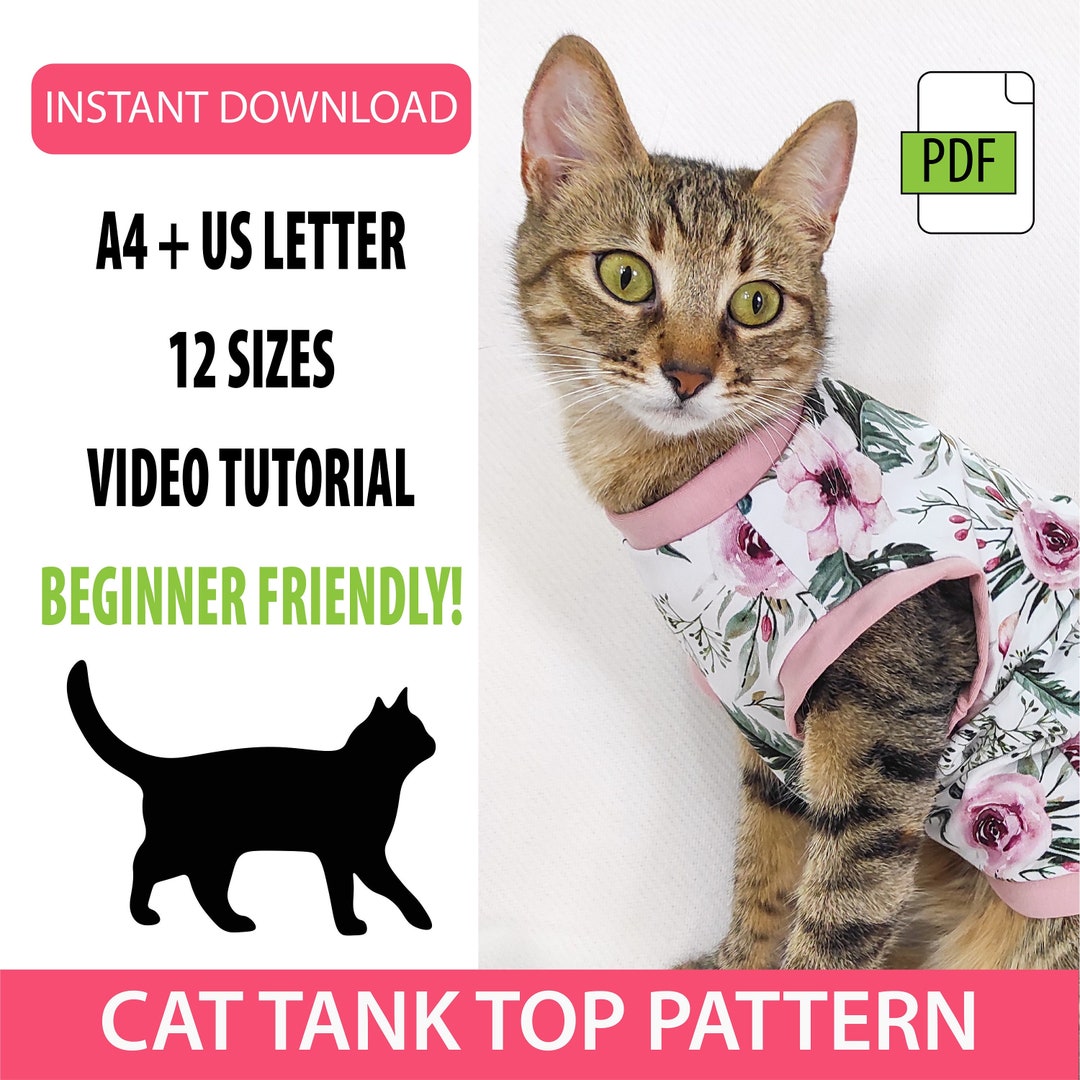 Cat Tank Top Pattern, PDF Sewing Download Tutorial, US Letter or A4 ...