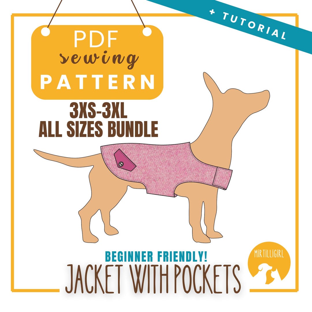 Dog Jacket Sewing Pattern, With Pockets | DIY Dog Coat for Beginners ...