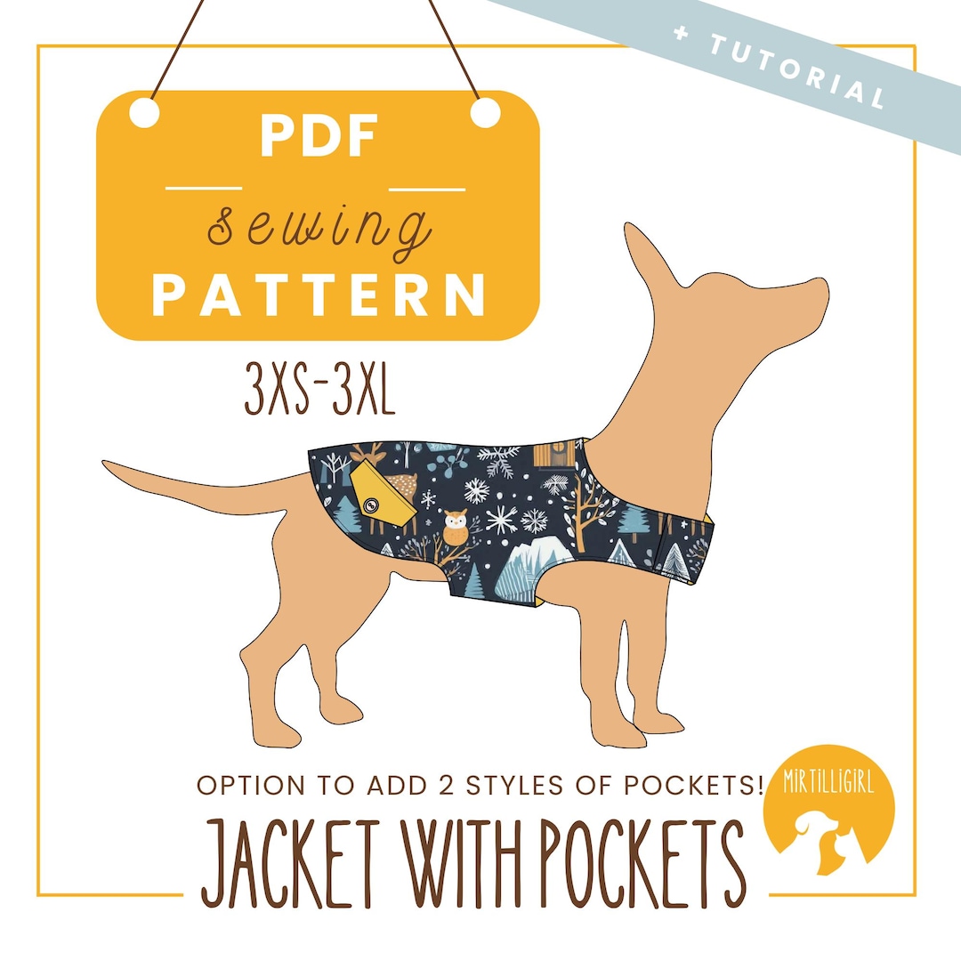 Dog Jacket Sewing Pattern, With Pockets DIY Dog Coat for Beginners Pet ...