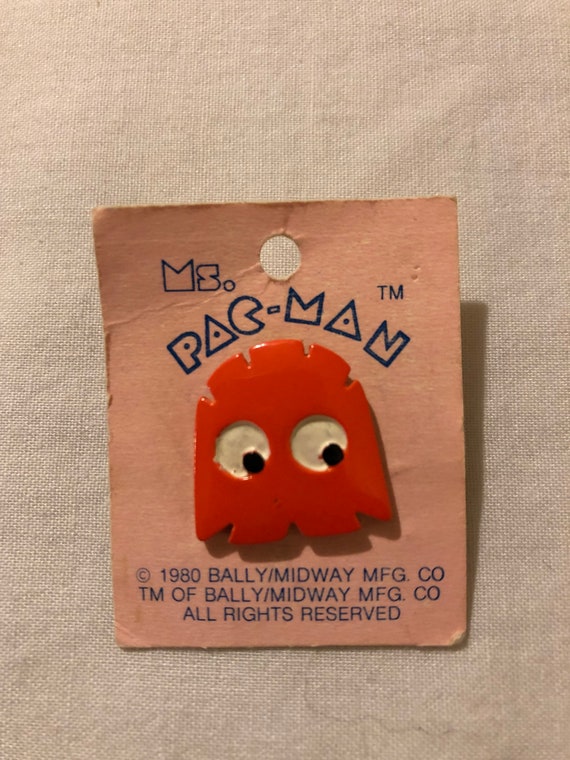 Ms Pac-man SUE ORANGE GHOST Enamel Pinback Lapel Pin on Card / | Etsy