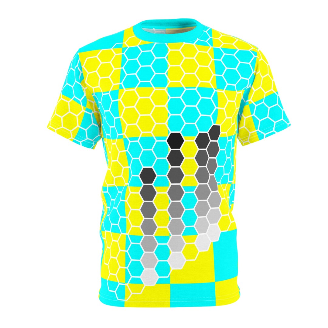 Yellow and Cyan Checker Background White Beehive/honeycomb - Etsy