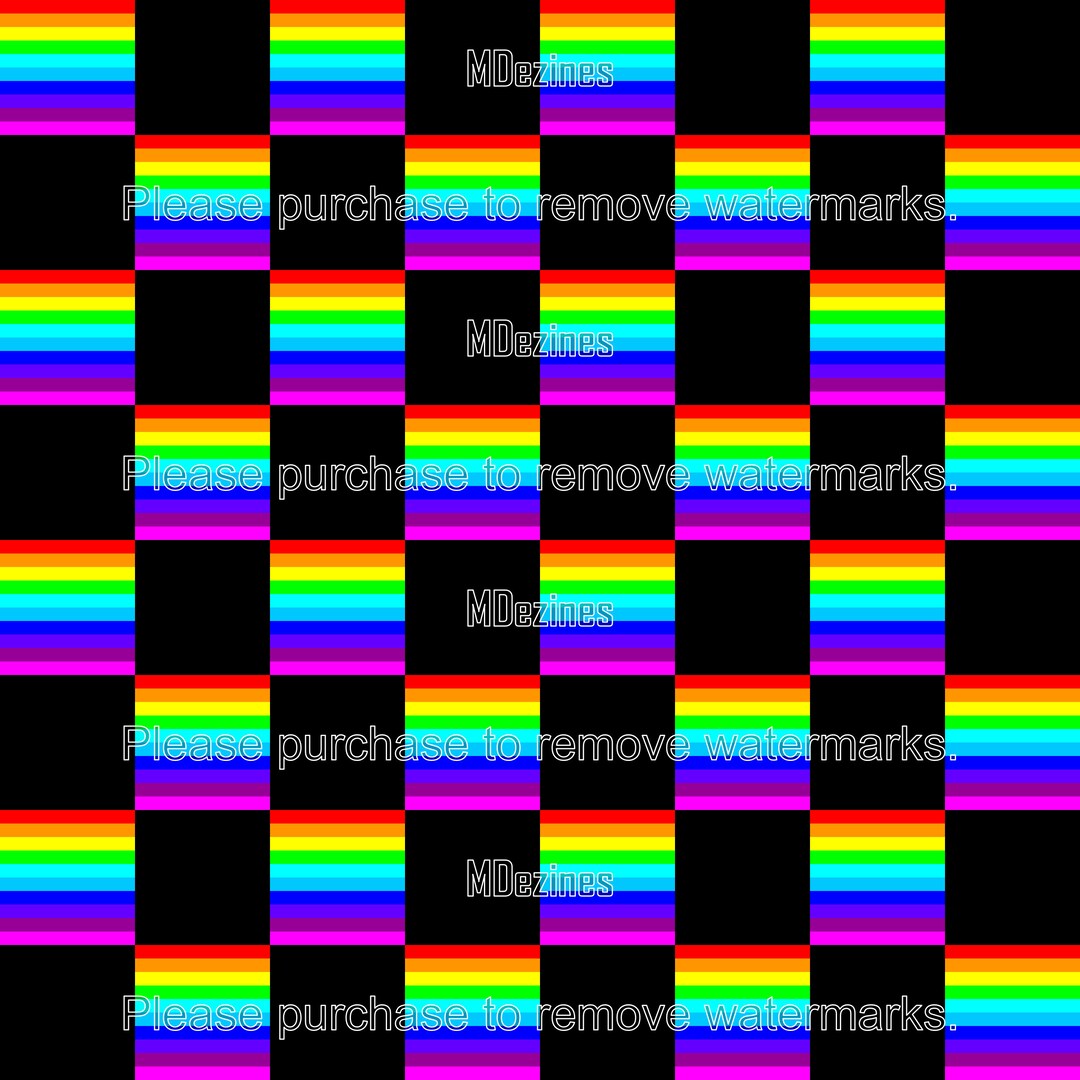 Rainbow Stripe and Black Checker Seamless Pattern PNG Digital Download ...