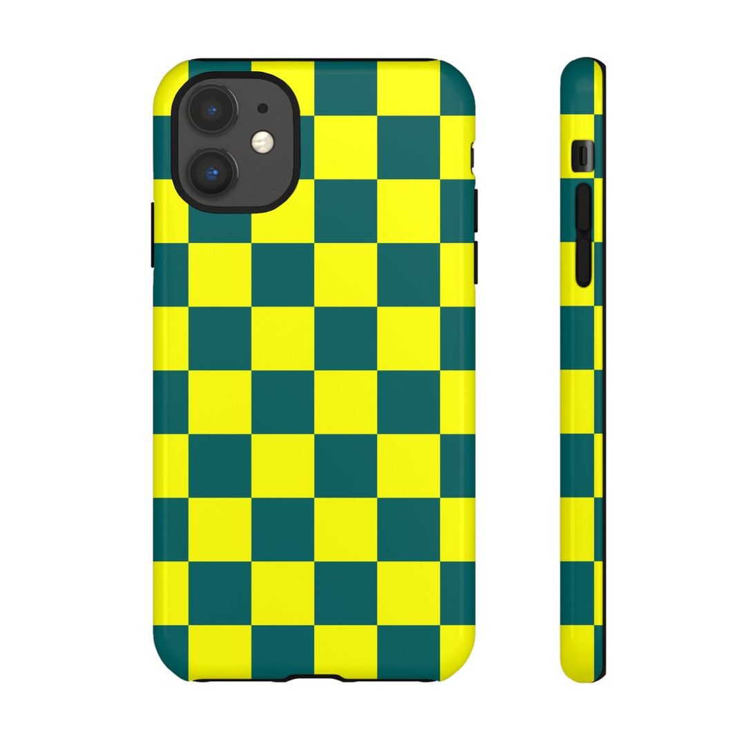 Medium Squares: Yellow and Teal Checker Pattern Tough Cases - Etsy