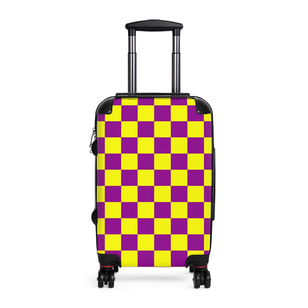 Medium Squares: Yellow and Purple Checker Pattern Suitcases - Etsy