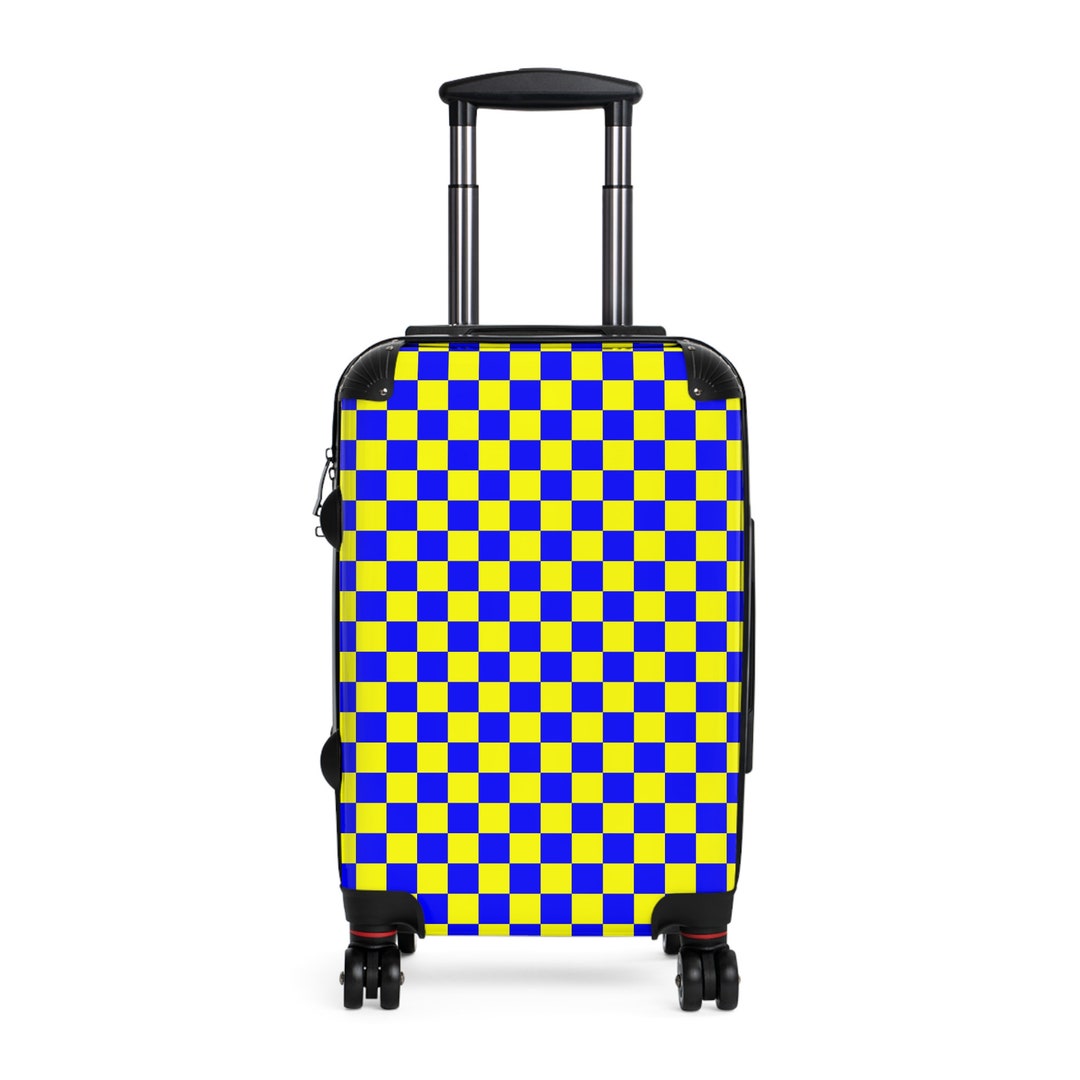 Small Squares: Blue and Yellow Checker Pattern Suitcases - Etsy