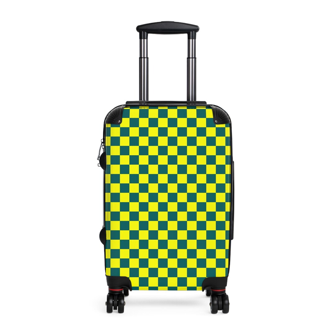 Small Squares: Yellow and Teal Checker Pattern Suitcases - Etsy