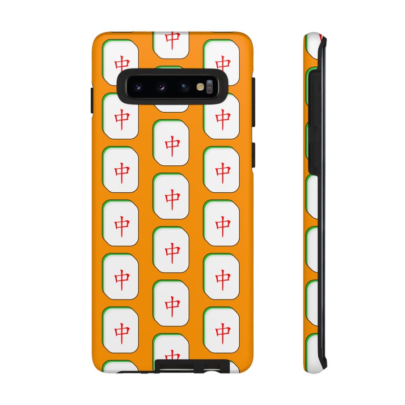 Orange Background Red Character Mahjong Tile Patterned Tough - Etsy