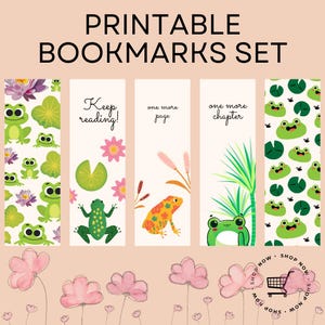 Printable Frog Lover Bookmarks Set, Cute and Quirky Frog Lovers Gift ...