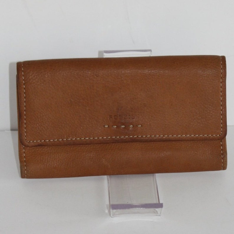 Vintage Fossil Leather Tri-fold Wallet Saddle Brown - Etsy