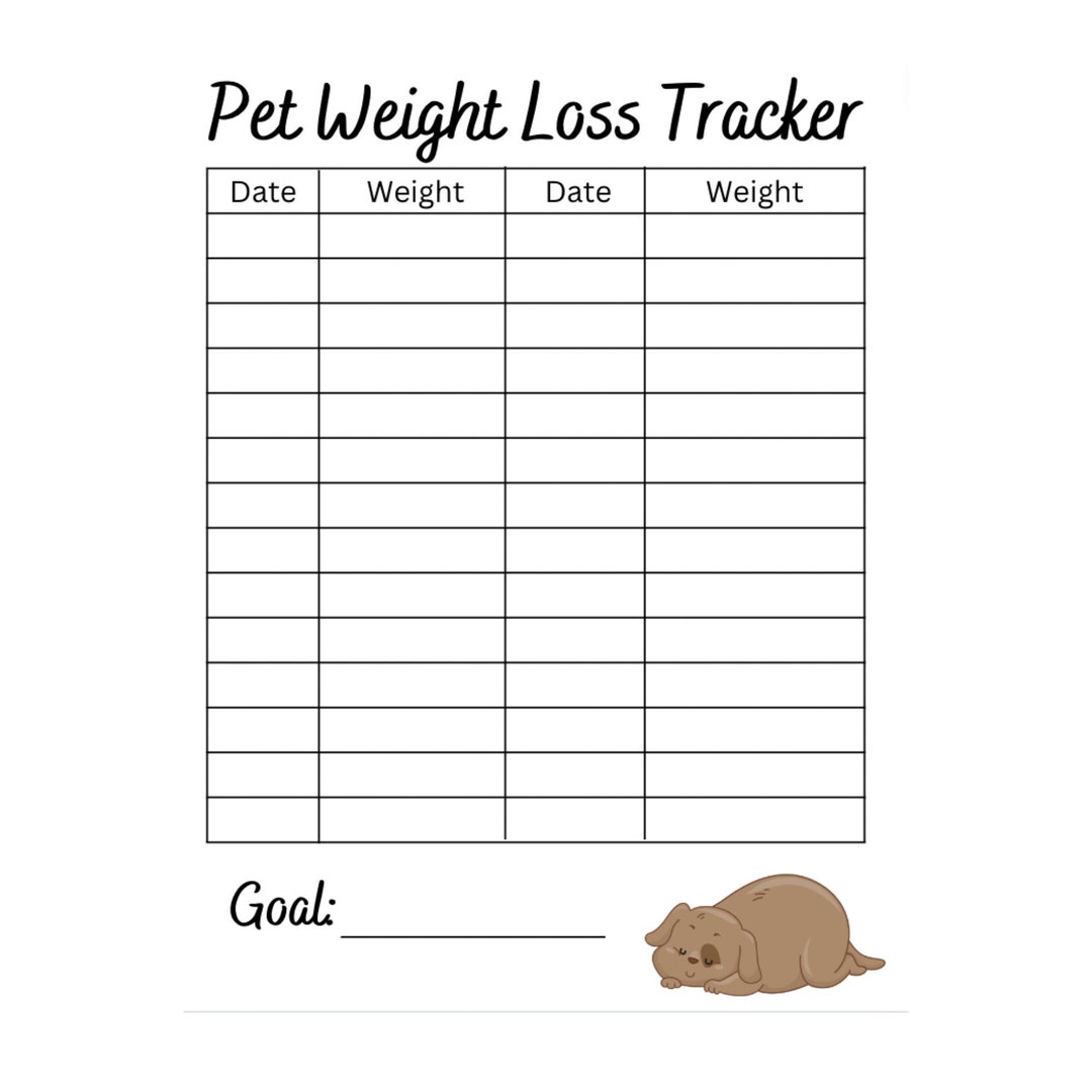 Pet Weight Loss Tracker - Etsy