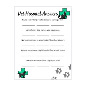 Veterinary Technician Hospital Games - Etsy