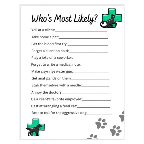 Veterinary Technician Hospital Games - Etsy