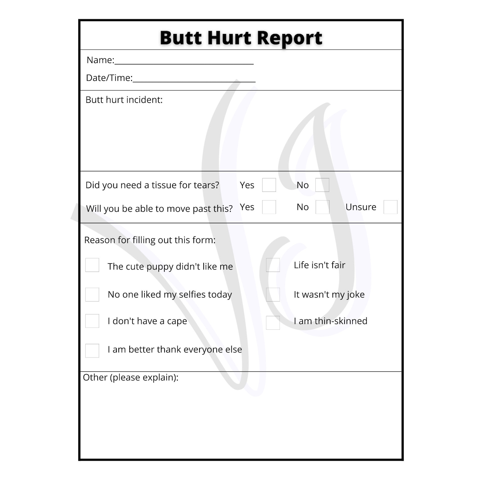 Butt Hurt Report - Etsy