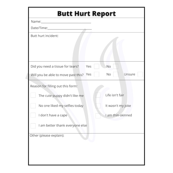 Butthurt Report Form Pdf