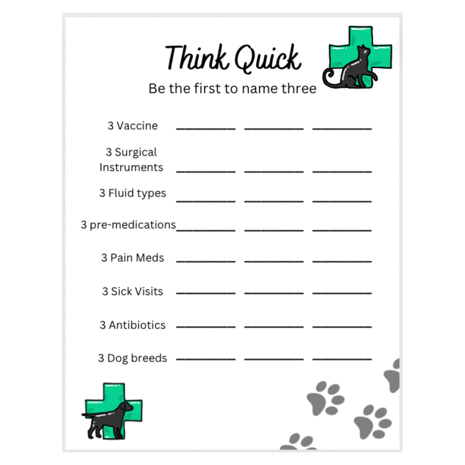 Veterinary Technician Hospital Games - Etsy
