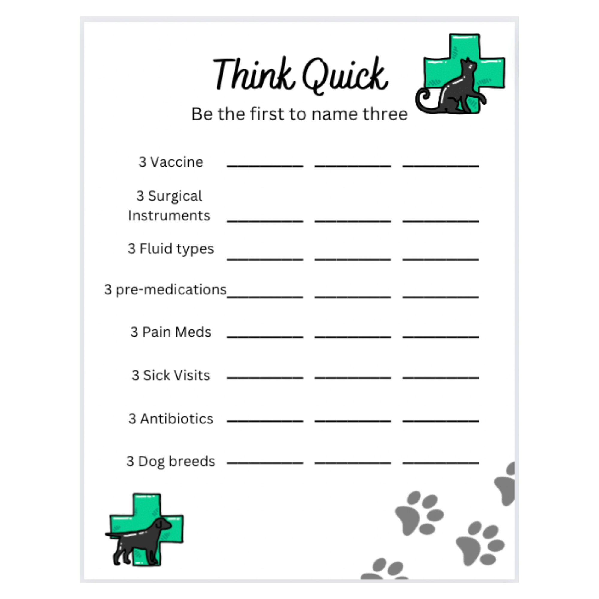 Veterinary Technician Hospital Games - Etsy