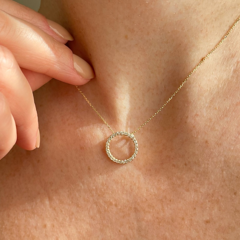 Circle Diamond Necklace - Etsy