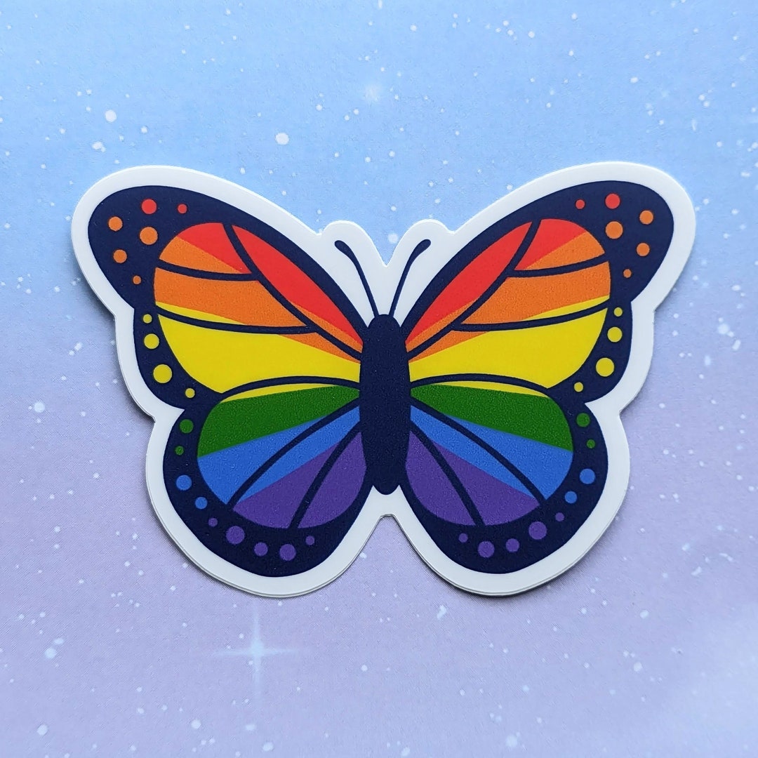 Rainbow Butterfly Sticker | LGBTQIA+ Pride Sticker | Vinyl Waterproof ...
