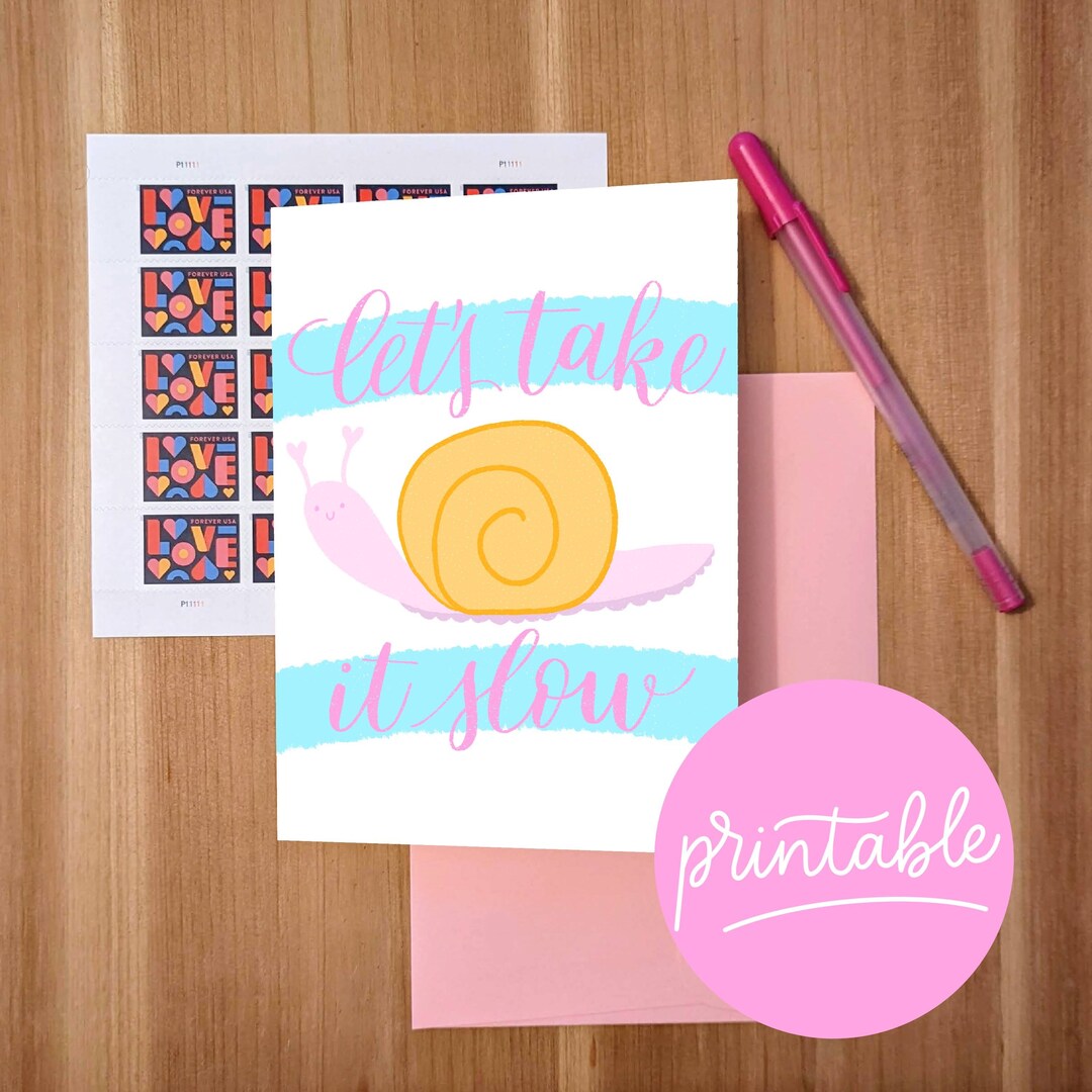 Snail Valentine's Day Printable Card 5x7 | Printable Greeting Card ...