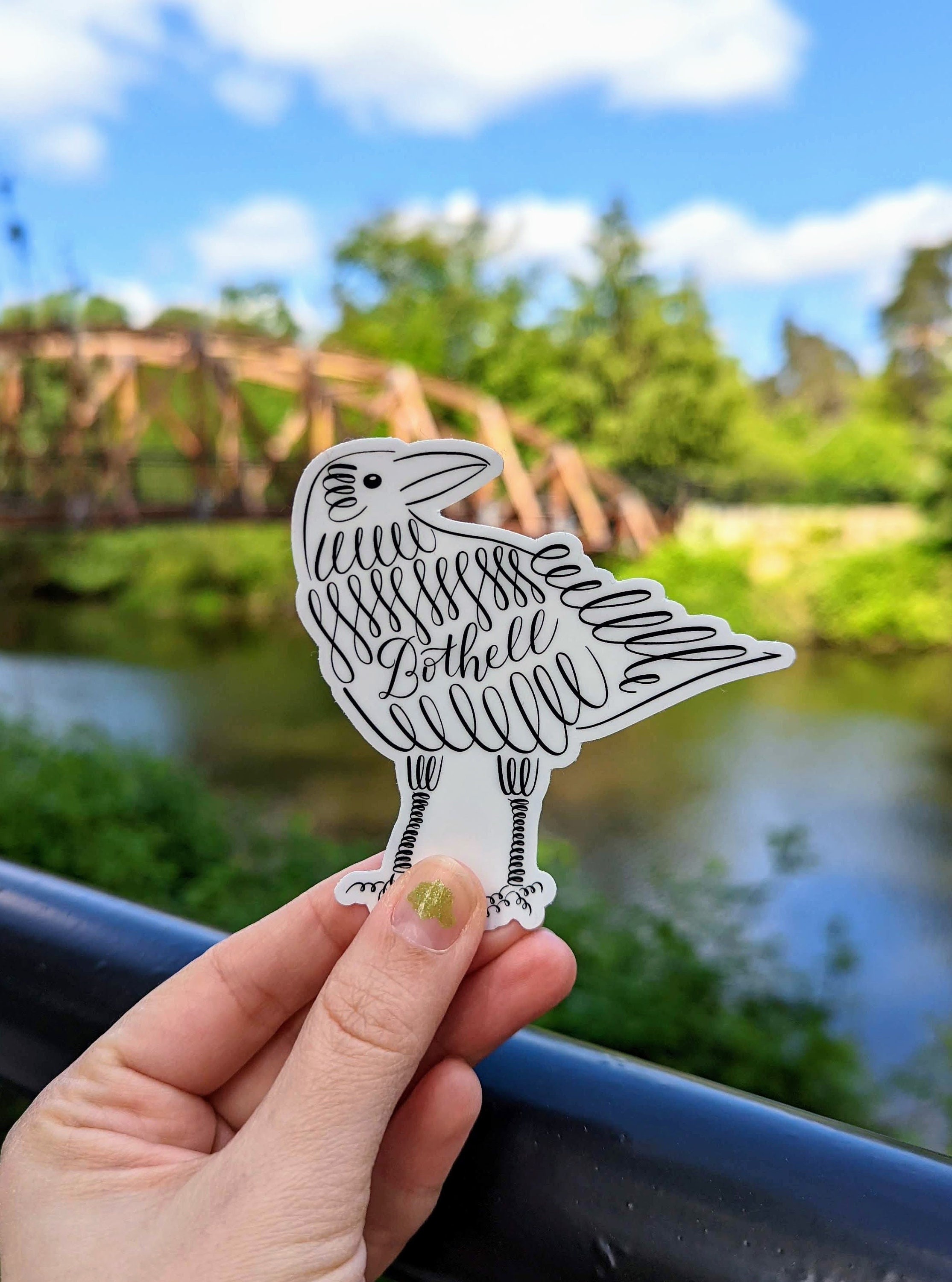 Bothell Crow Calligraphy Sticker | Calligraphic Illustration Sticker ...