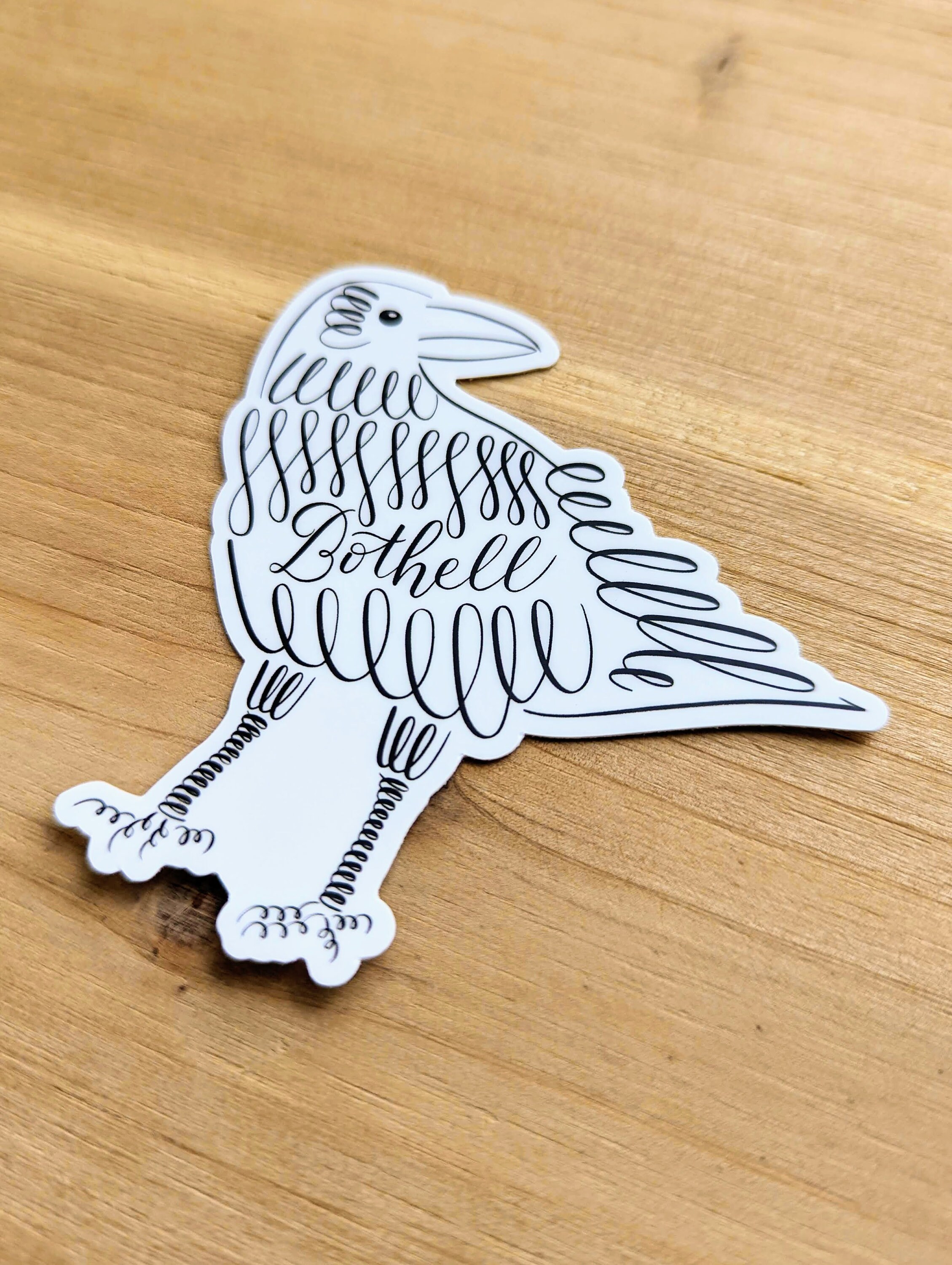 Bothell Crow Calligraphy Sticker | Calligraphic Illustration Sticker ...