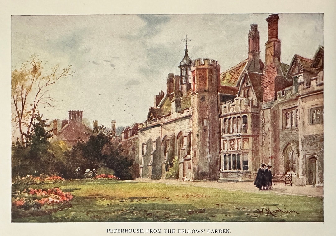 Cambridge Peterhouse From the Fellows Garden Vintage Print Watercolour ...