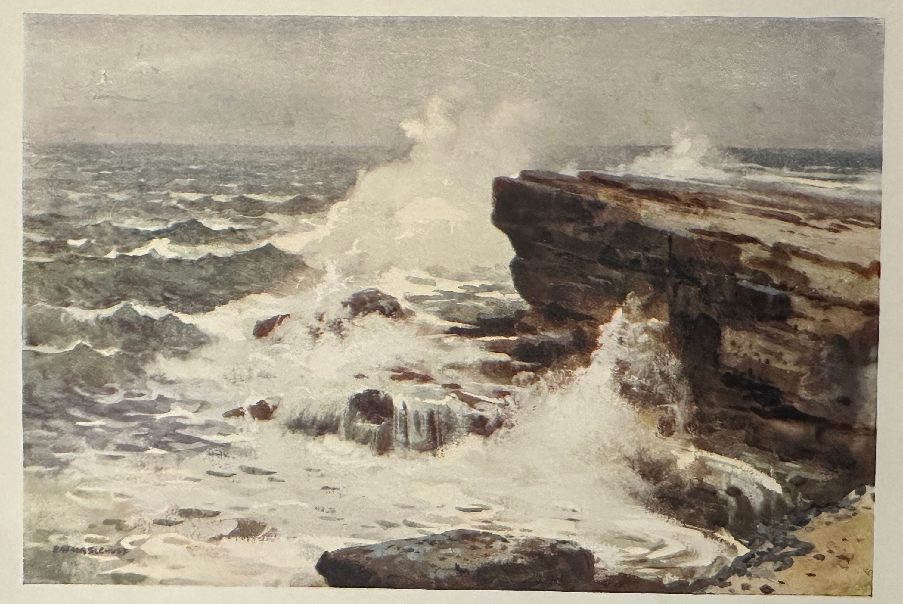 Scarborough North Yorkshire Filey Brigg Vintage Print Watercolour ...