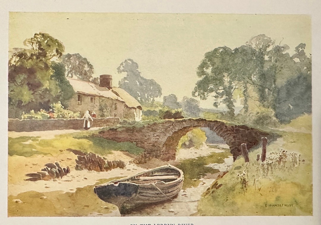 Cornwall Coastline Lerryn River Vintage Small Print Watercolour ...