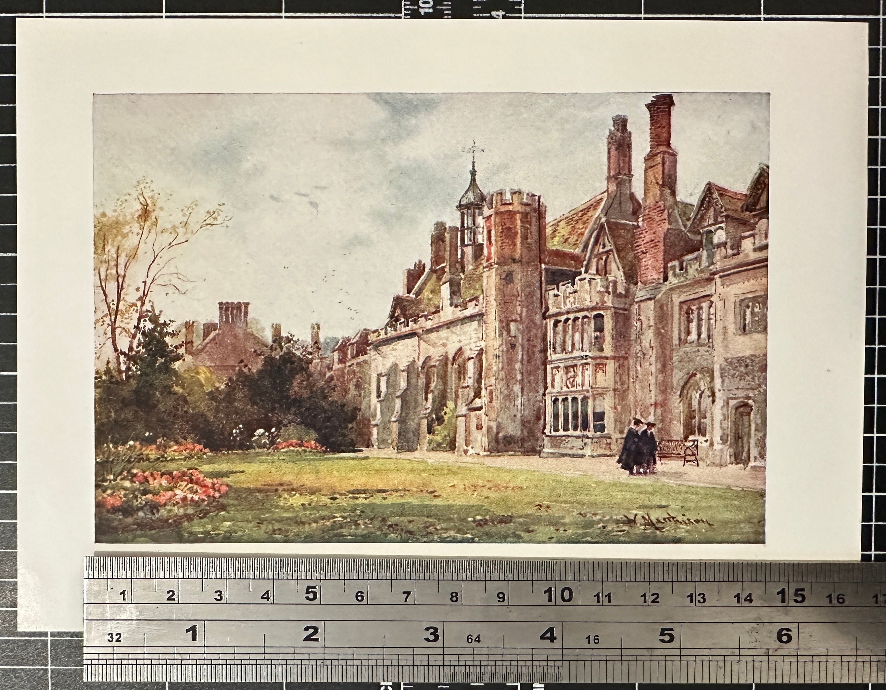 Cambridge Peterhouse From the Fellows Garden Vintage Print Watercolour ...