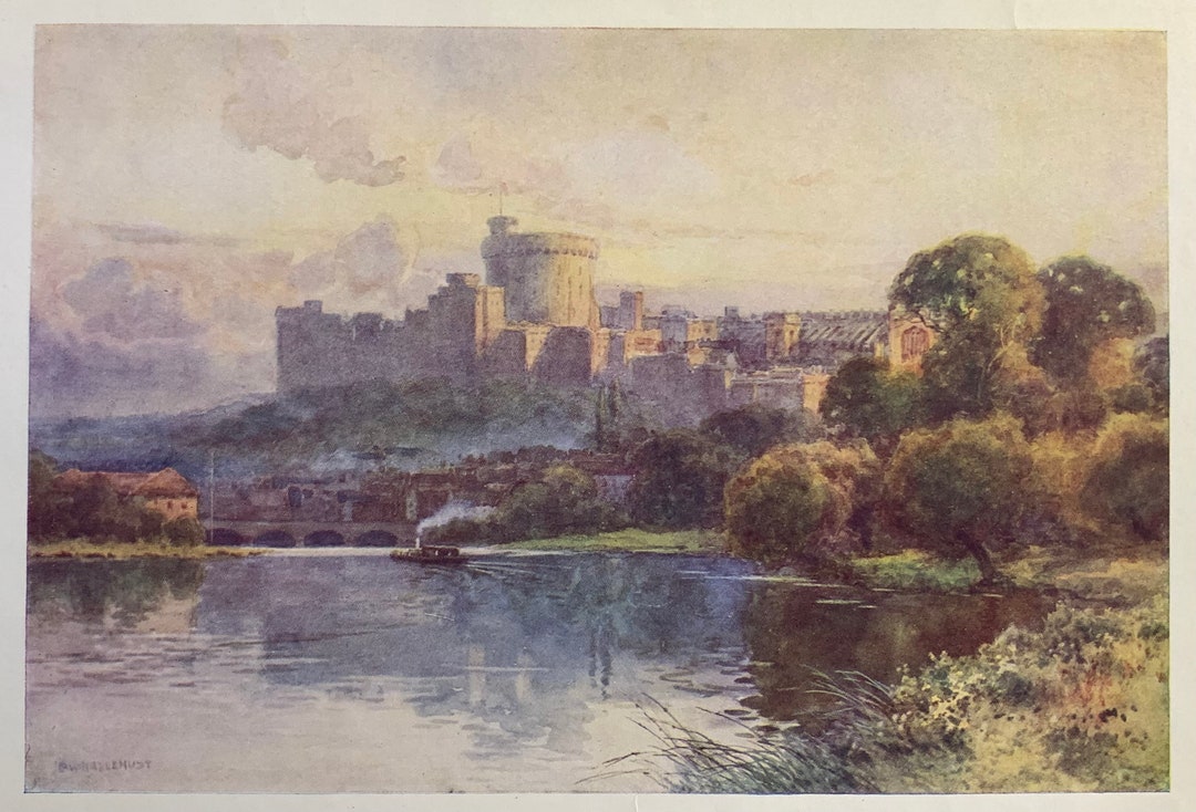 River Thames Windsor Castle on River Thames Vintage Small Print ...