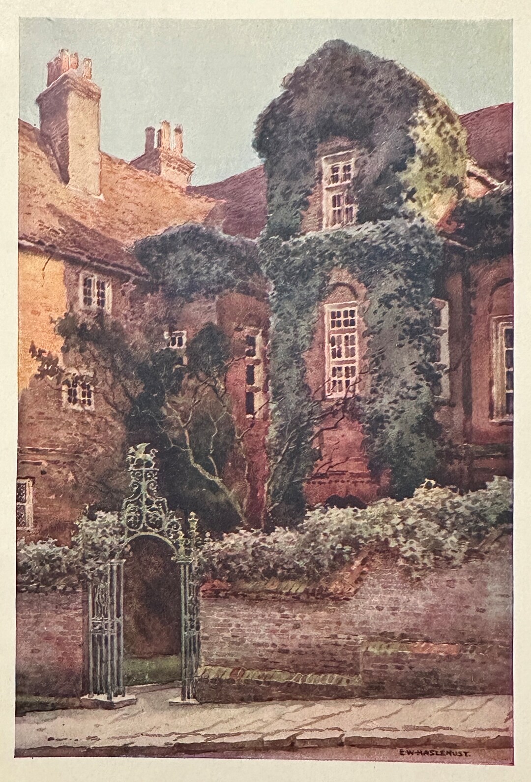 Kent Rochester Restoration House Vintage Print Watercolour Painting ...