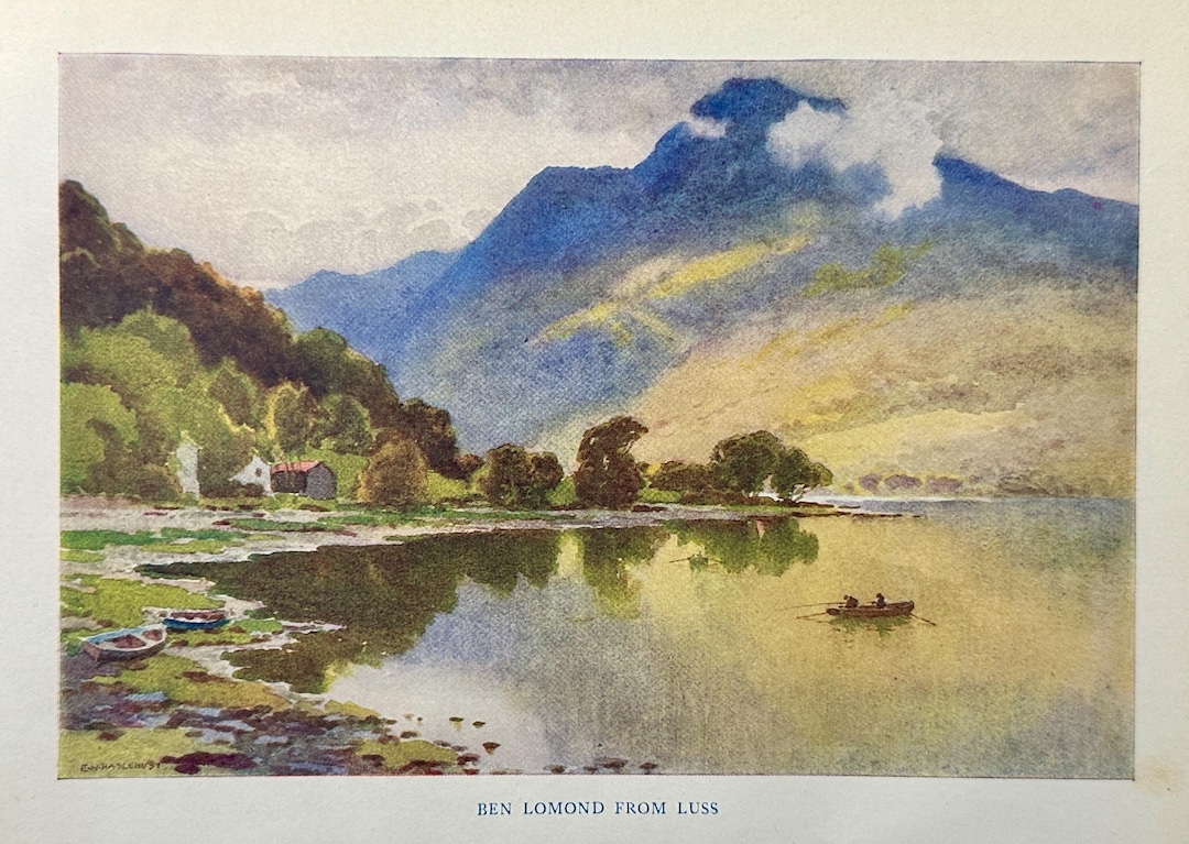 Loch Lomond & the Trossachs Scotland Ben Lomond From Luss Vintage Print ...