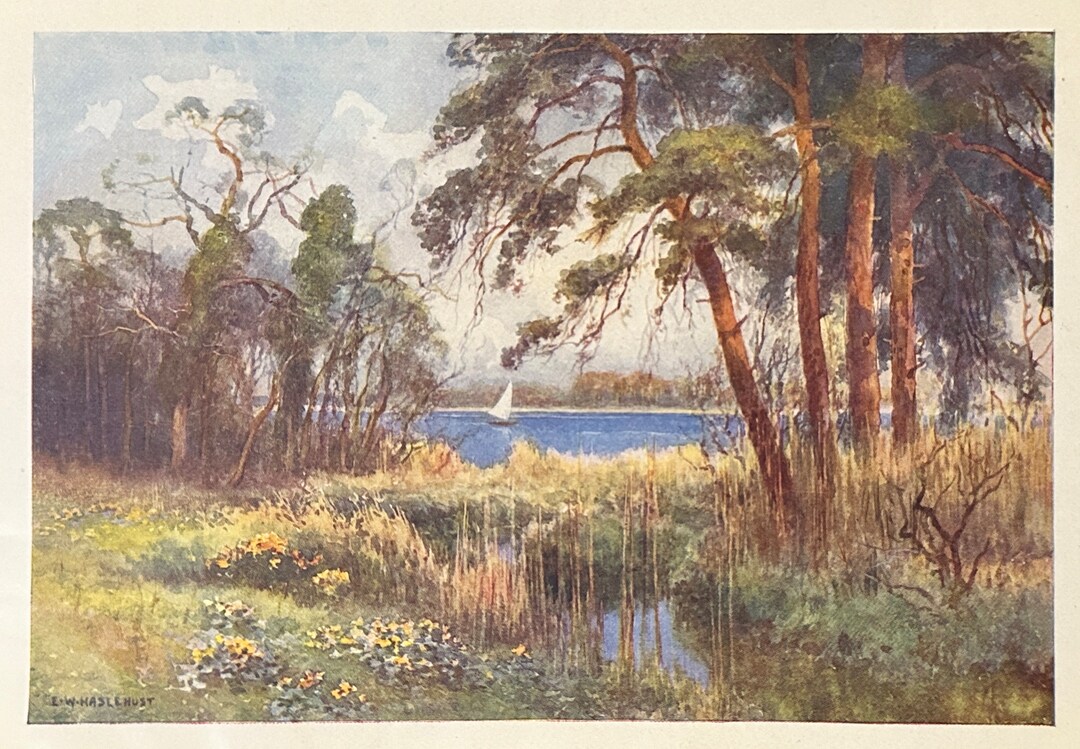 Norwich and Norfolk Broads Wroxham Broad Vintage Small Print ...